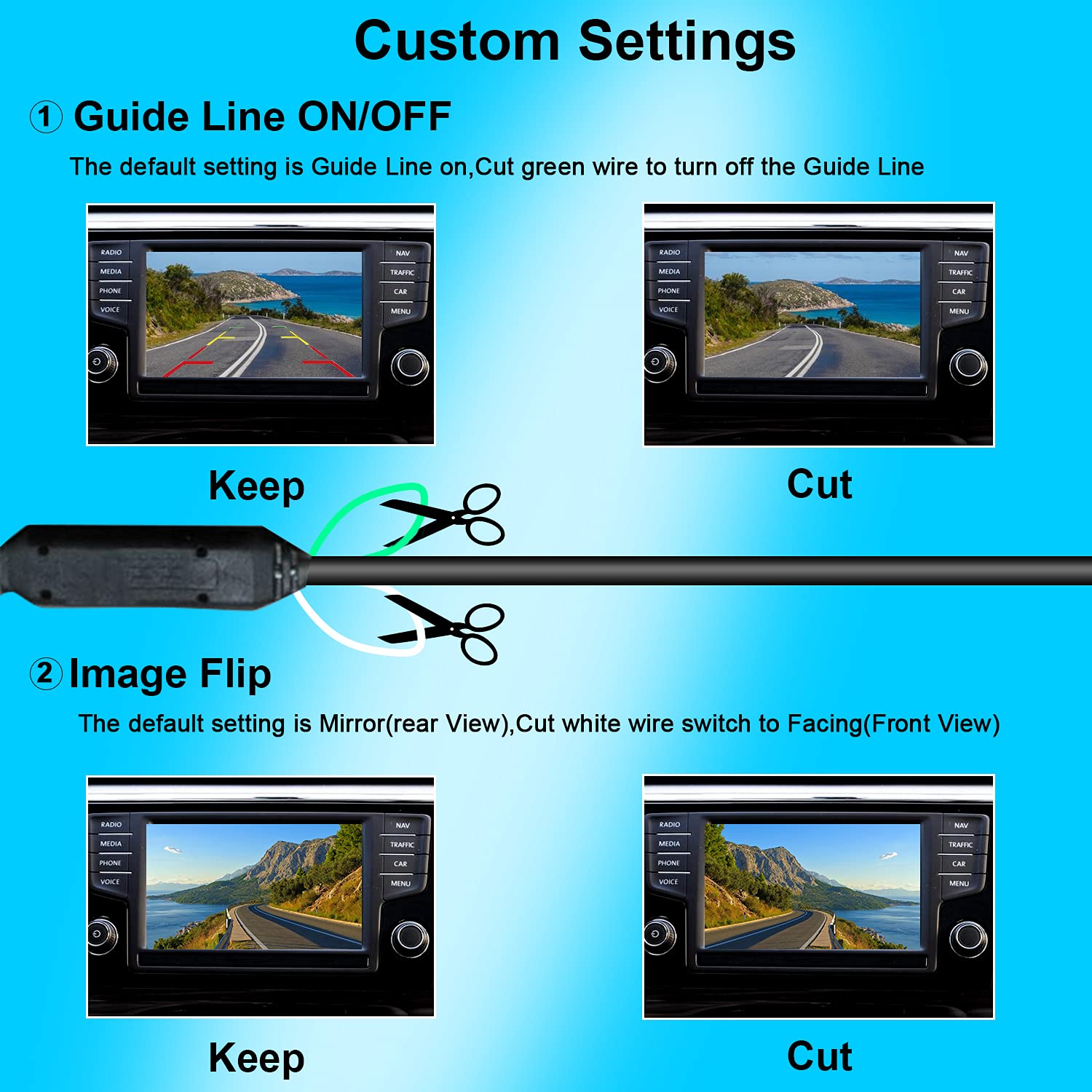 Backup Camera Car HD Rear View License Plate Back Up Reverse Cam Truck for Radio Stereo Night Vison Waterproof Yakry Y78