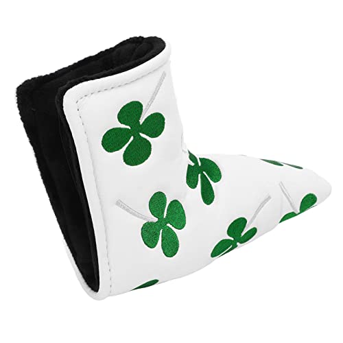 Astibym Golf Putter Headcover, Golf Putter Cover Soft Plush Lining Thick Plush Lining Embroidery Craftsmanship for Indoor(White)