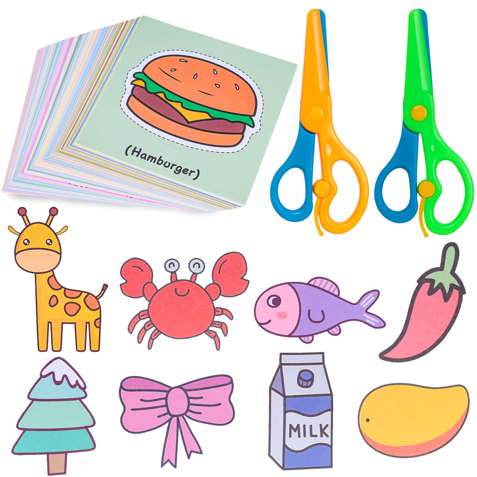Koogel 120PCS Safety Scissors for Toddler, Plastic Training Scissors Craft Scissors Cutting Paper for Kids Preschool Child DIY