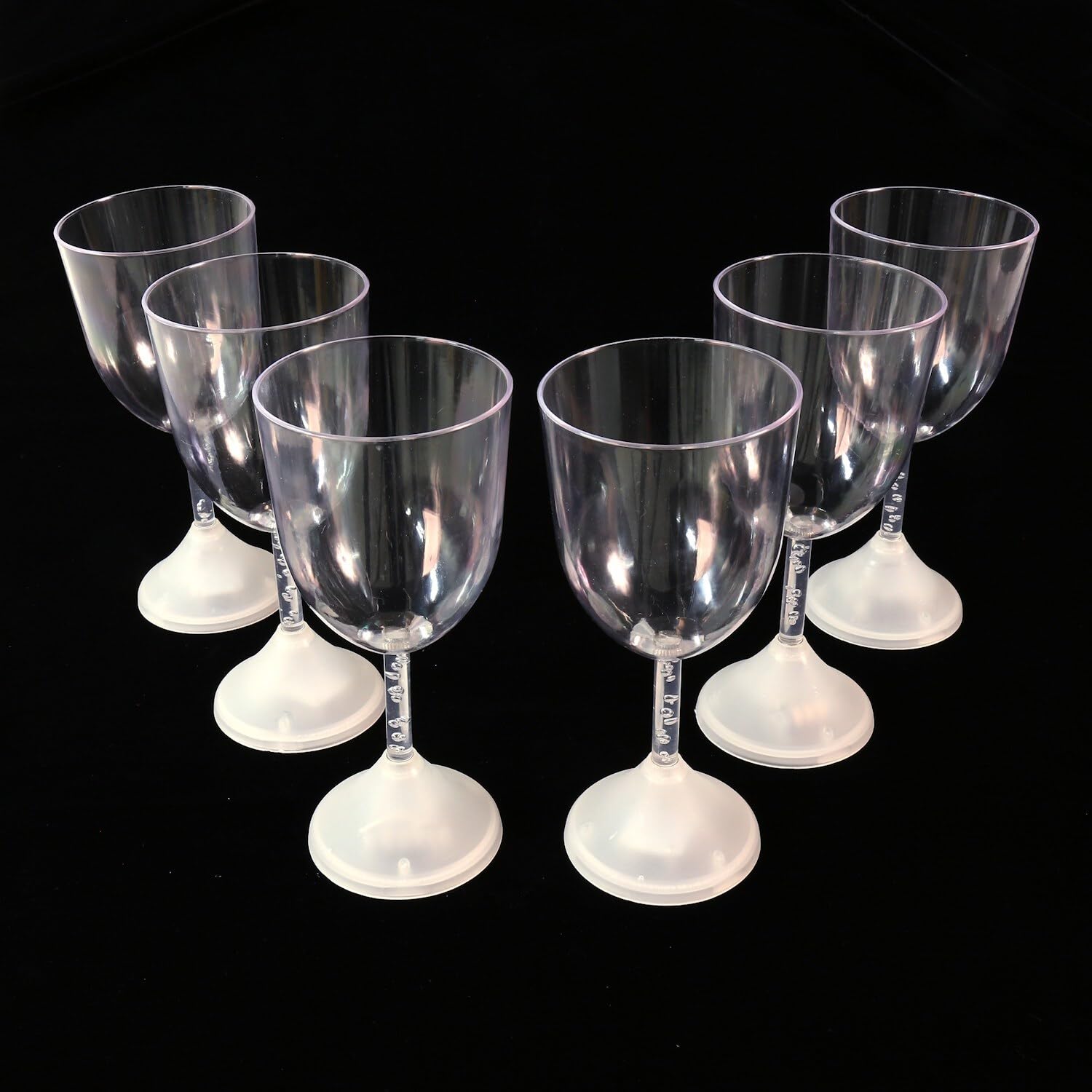 ART & ARTIFACT LED Light up White Wine Glasses Set of 6 - Plastic Wine Glasses with Stem, Outdoor Wine Glasses Unbreakable