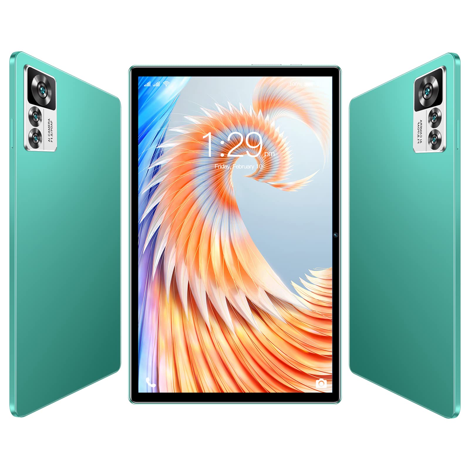 Airshi HD Tablet, 10.1 Inch FHD Octa Core CPU Green Gaming Tablet Dual Camera for Travel (US Plug)