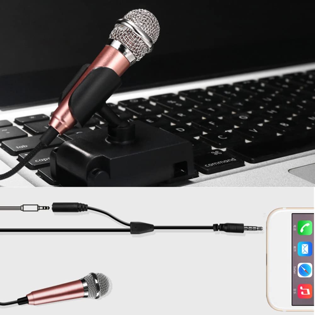 areclern 3.5mm Audio Connector,Singing Mic Equipment,Beautiful Vocal Quality,Mini Type Space Saving,Mini Microphone,Metal Frothing Process,Suitable for Laptop, Phone Golden