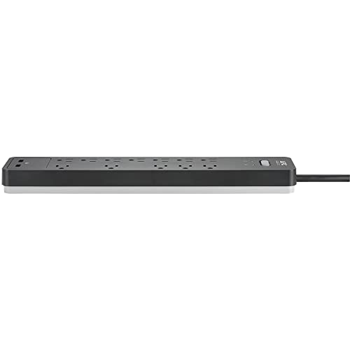 APC Surge Protector Power Strip with USB Charging Ports, PH12U2, 2160 Joules, Flat Plug, 12 Outlets Black