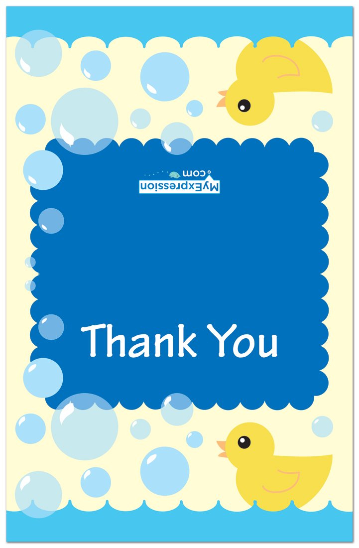 menlexly 50 Cnt Yellow Duck Blue Bubbles Baby Shower Thank You CardsF