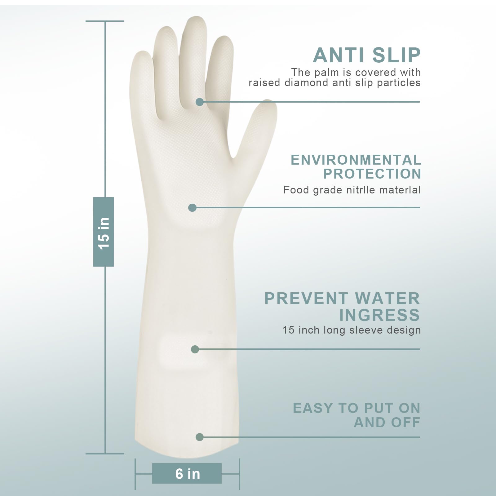 aesxniy 2Pair, 15IN, kitchen dishwashing gloves and household cleaning gloves, reusable, durable, latex free(Small)