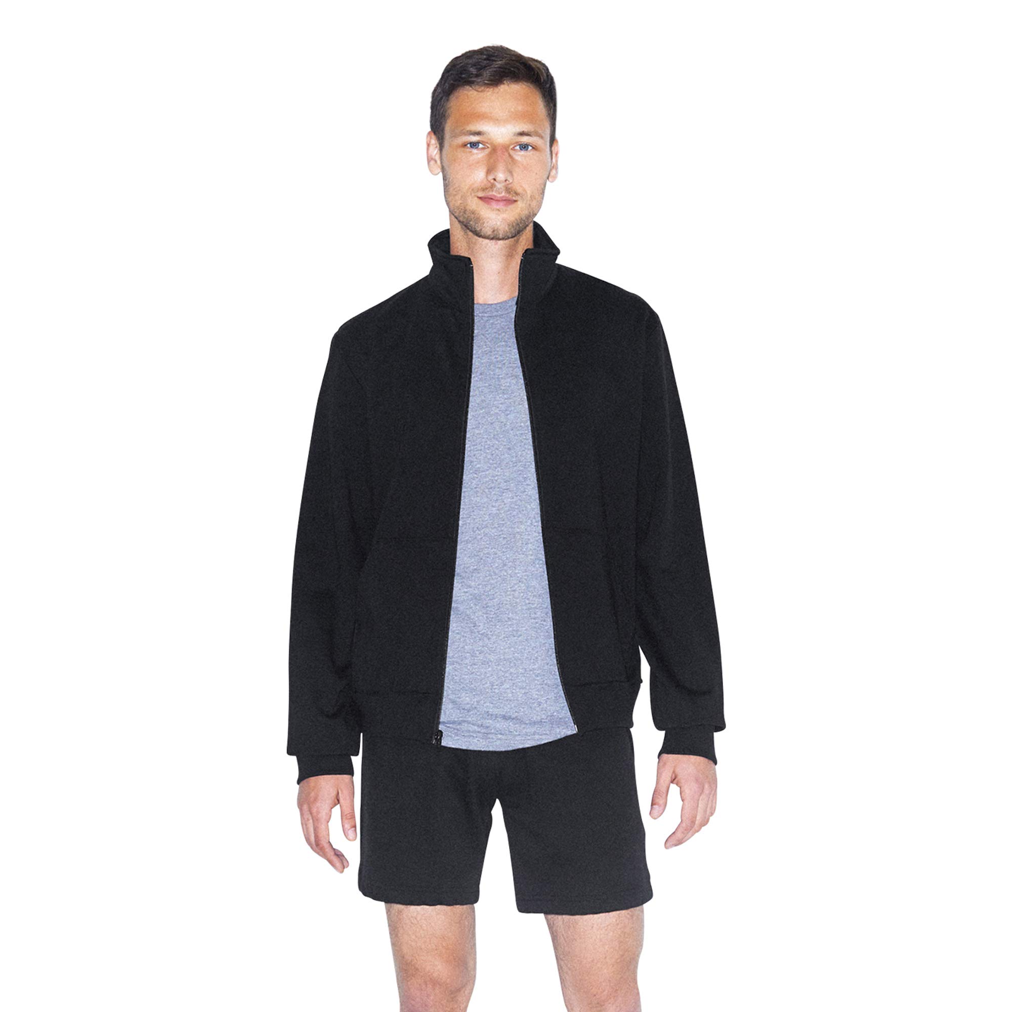 American Apparel Unisex California Fleece Long Sleeve Track Jacket, black, 2X-Large