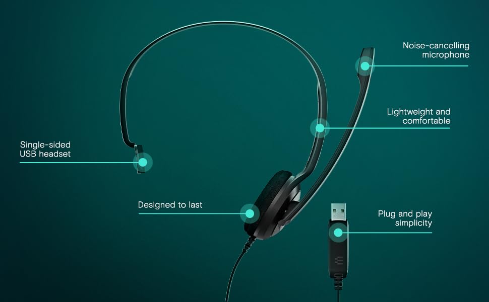 Sennheiser Consumer Audio Professional Audio EPOS Consumer Audio PC 7 USB - Mono USB Headset for PC and MAC, Black (504196)