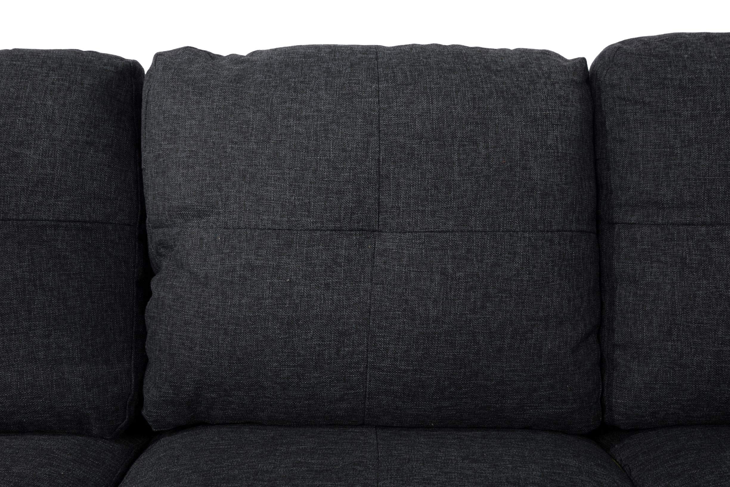 AYCP Fine Furniture Sectional Sofa Couch,L-Shaped Modern Style w/Storage Ottoman 3-Piece for Living Room|Linen Upholstery|(2) Toss Pillows(Left Hand Facing, Black)