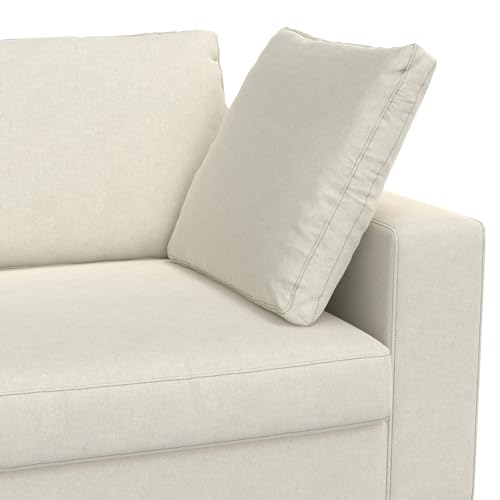 SIMPLIHOME Charlie Left-Facing Sectional Sofa in 100% Recycled Polyester Tightly Woven Performance Fabric, Cream, 122-inches Wide, Handcrafted Contemporary Style L-Shaped Couch with Chaise
