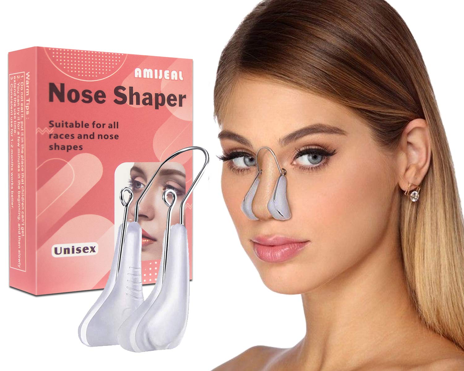 AMIJEAL Nose Shaper Clip Nose Up Lifting Clip Pain-Free Soft Silicone Nose Slimmer Device Nose Bridge Straightener Corrector Beauty Tool(Unisex)