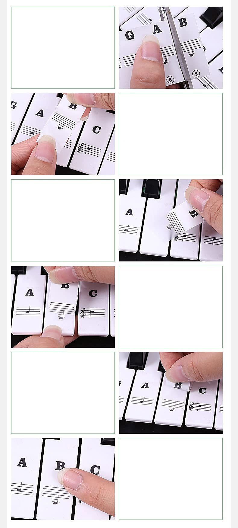 Piano Keyboard Stickers for Beginners 88/61/54/49/37 Key. Large Bold Letter Piano Stickers Perfect for kids Learning Piano, Transparent and Removable