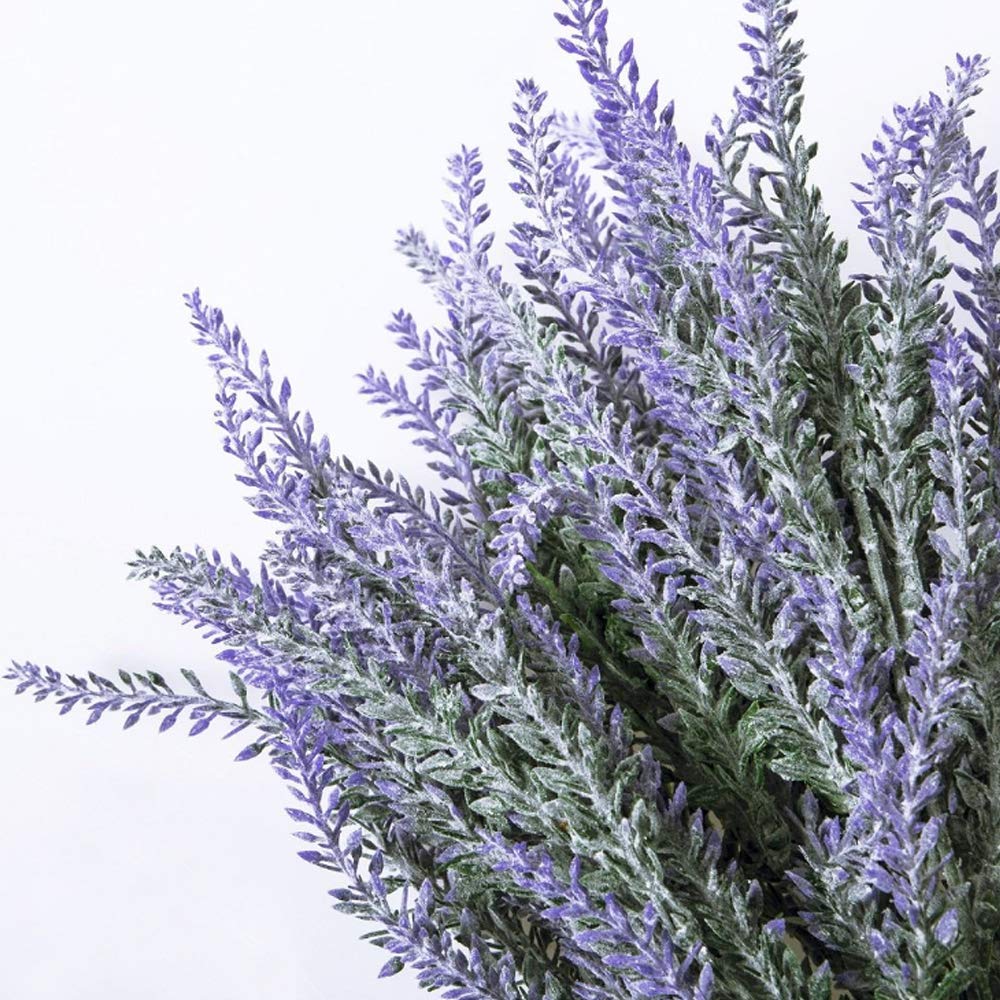 Evoio 10pcs Artificial Flocked Lavender Bouquet, DIY Bridle Flowers Arrangements Home Kitchen Garden Office Wedding Decor Floral-Purple