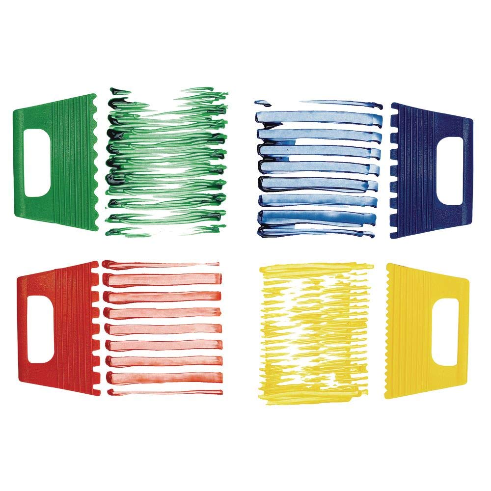 ColorationsĀ® Paint Scrapers, Plastic Paint Scrapers, 4 Different Designs, Create Paint Patterns & Swirls, Set of 4, Kids Scraper Tools for Paint,Scrapers for Crafts, Each 5āā W,Fun Painting Experience