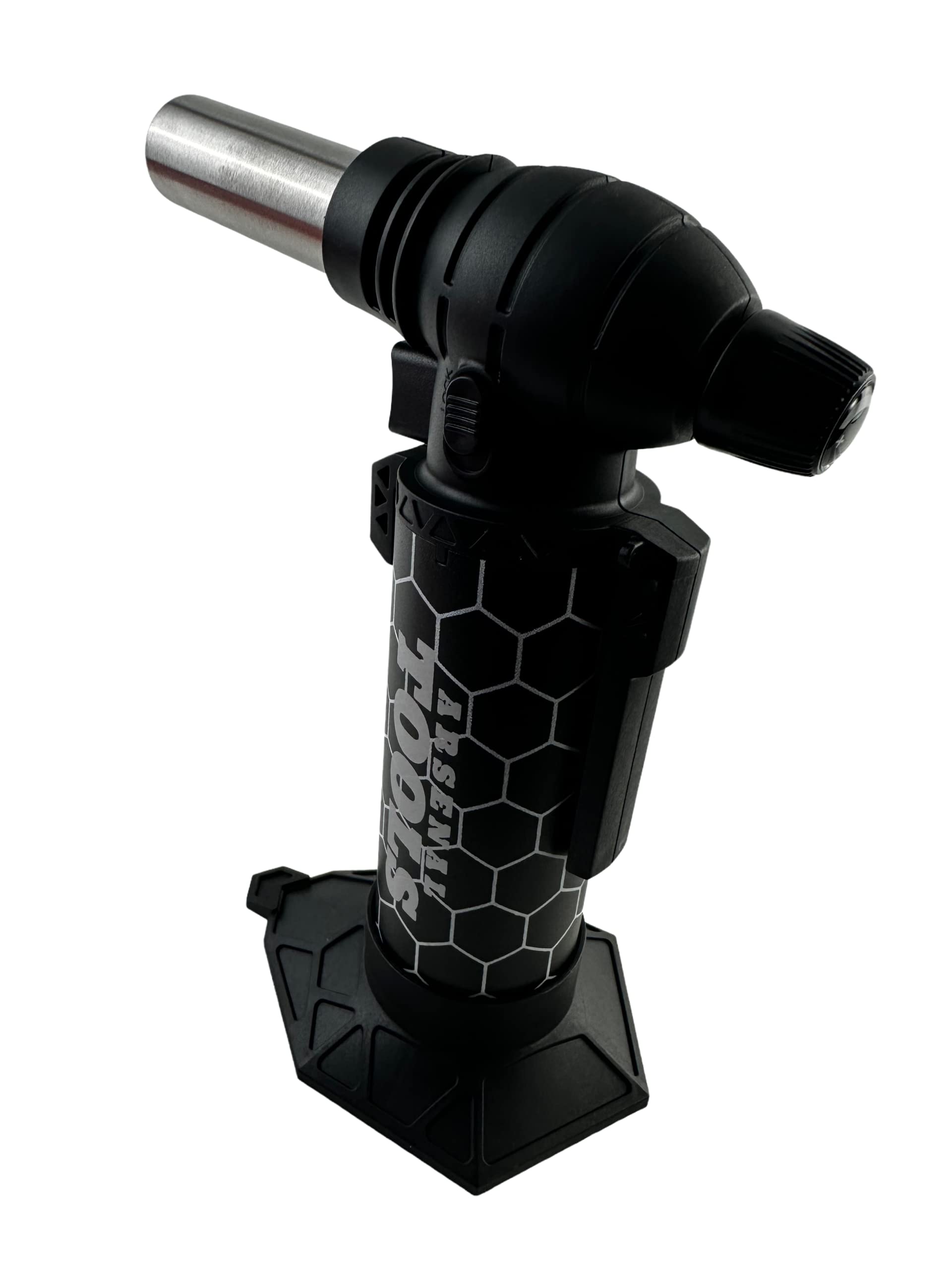 Arsenal Tools Jet Flame Wind-Proof Torch Lighter - Child-lock - Perfect for Camping, Kitchen, Backyard, Travel, Beach, BBQ, Mountain, Outdoors, Travel, Garage, and more (Black)