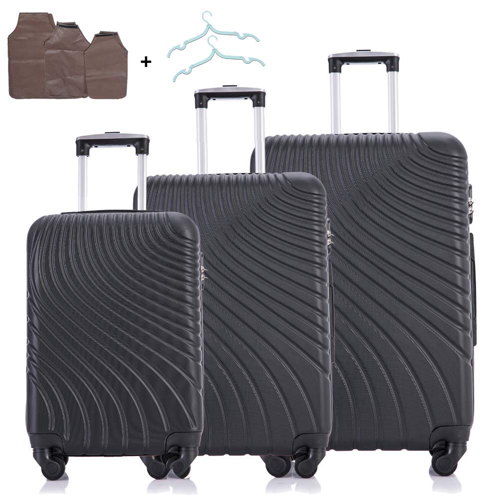 Apelila Fridtrip 4 Pieces Luggage Sets Hardshell Suitcase Carry On Luggage With Spinner Wheels (3 PCS ABS, Rose Gold)