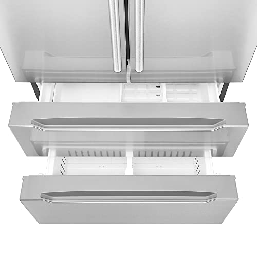 Cosmo FDR225RHSS-G 36 in Double French Door Refrigerator | Energy Efficient Fridge with 2 Drawer Bottom Freezer & Built-In Automatic Ice Maker/Chest, 22.5 cu. ft. Storage Capacity - Stainless Steel