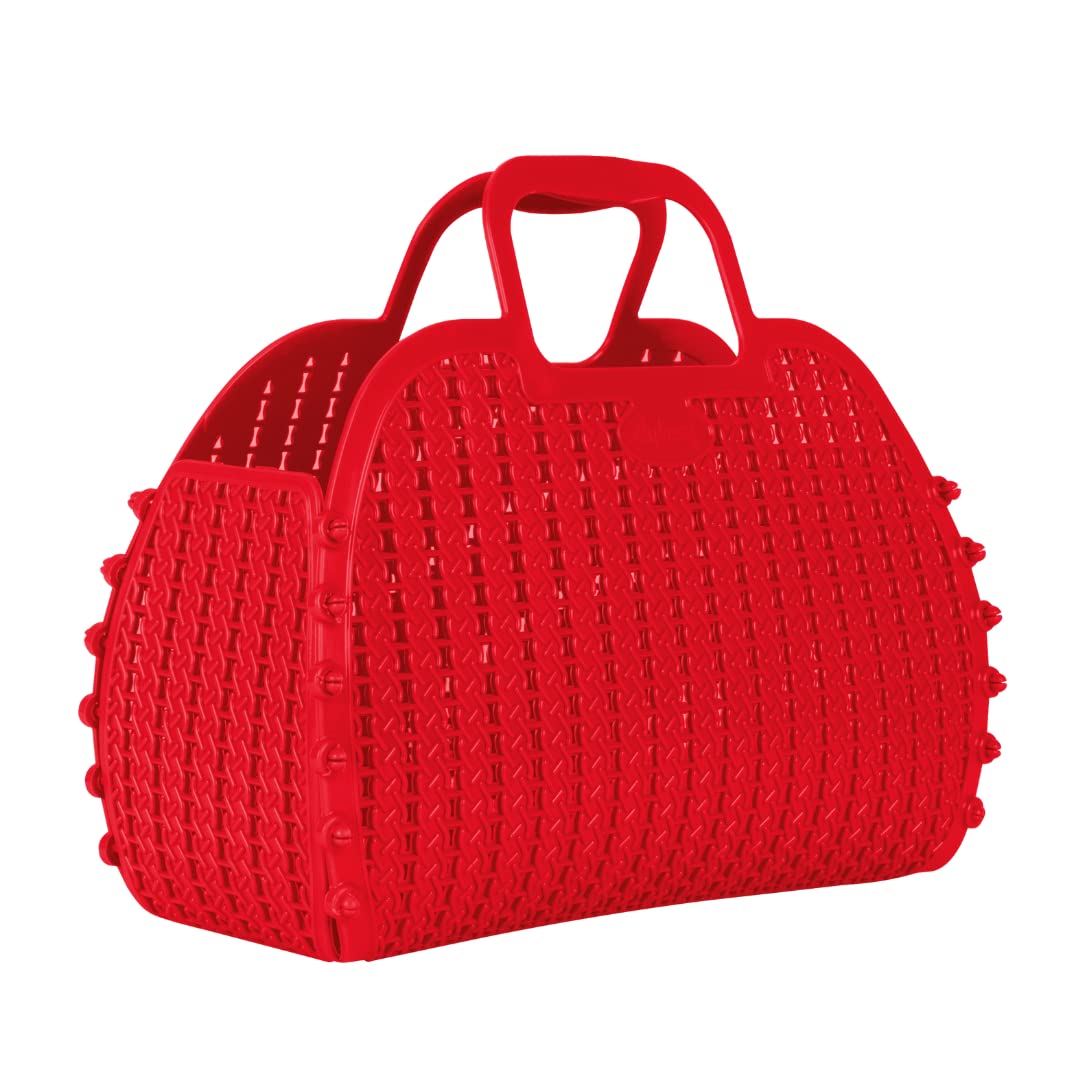 AYKASA Jelly Foldable Mini Plastic Women's Tote Bags (Red)
