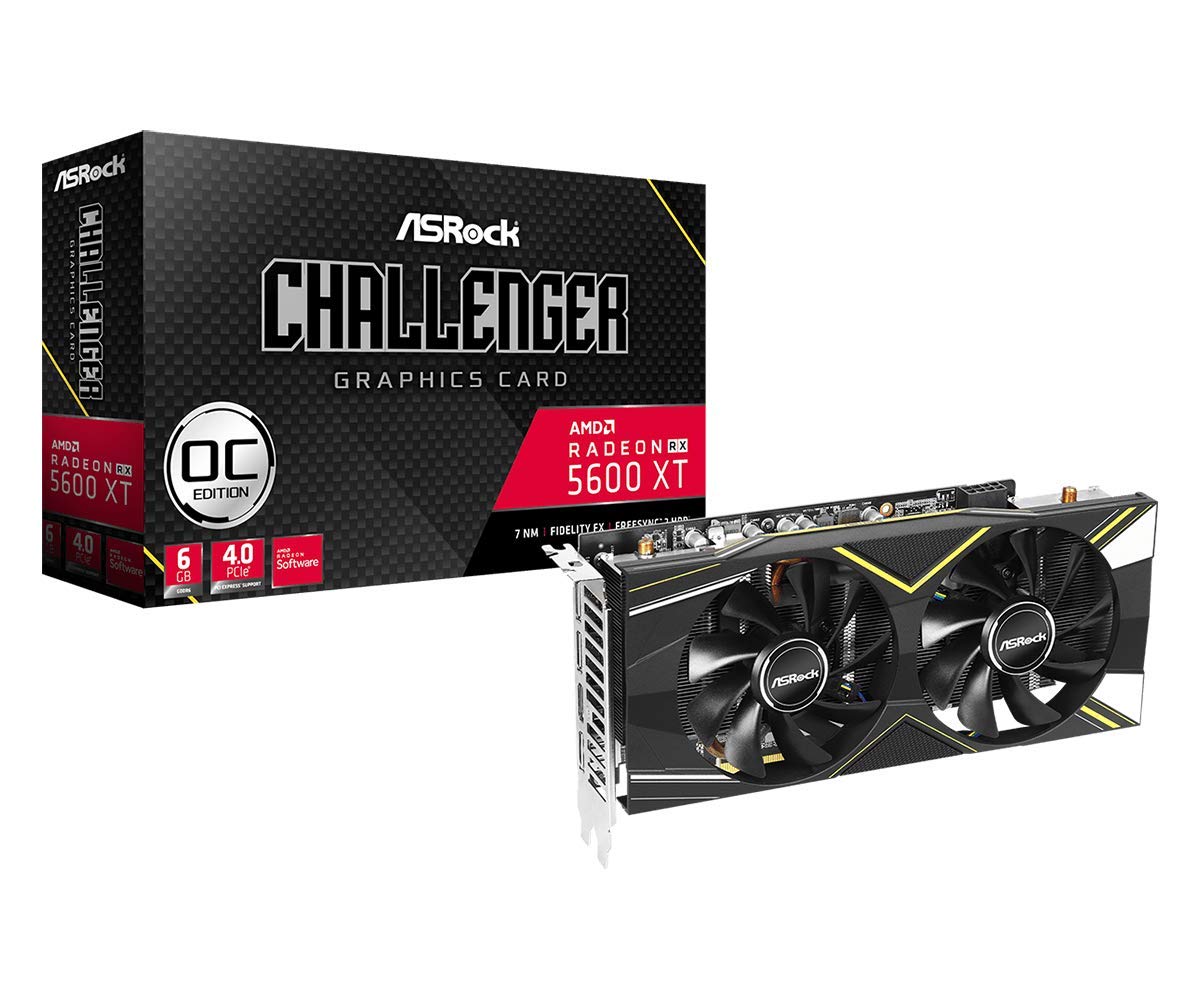 ASRock Radeon RX 5600 XT Challenger D OC Edition Dual Fan Graphics Card - 6 GB