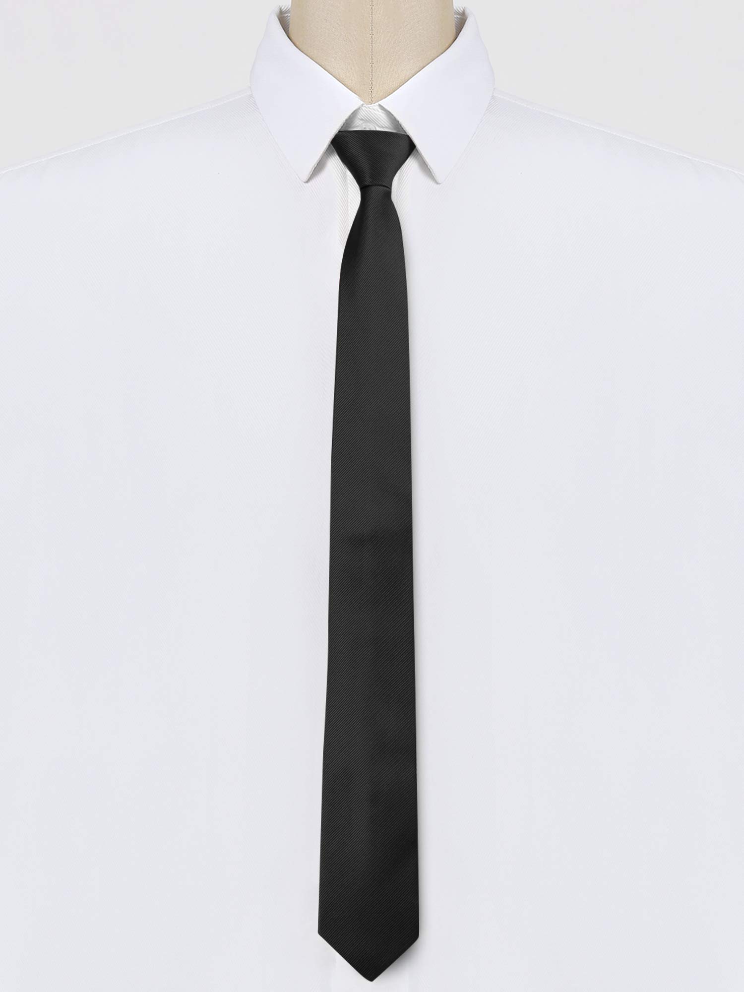 Allegra K Men's Skinny Pretied Solid Color Zipper Ties Neck Adjustable Strap Wedding Groom Tie One Size Black