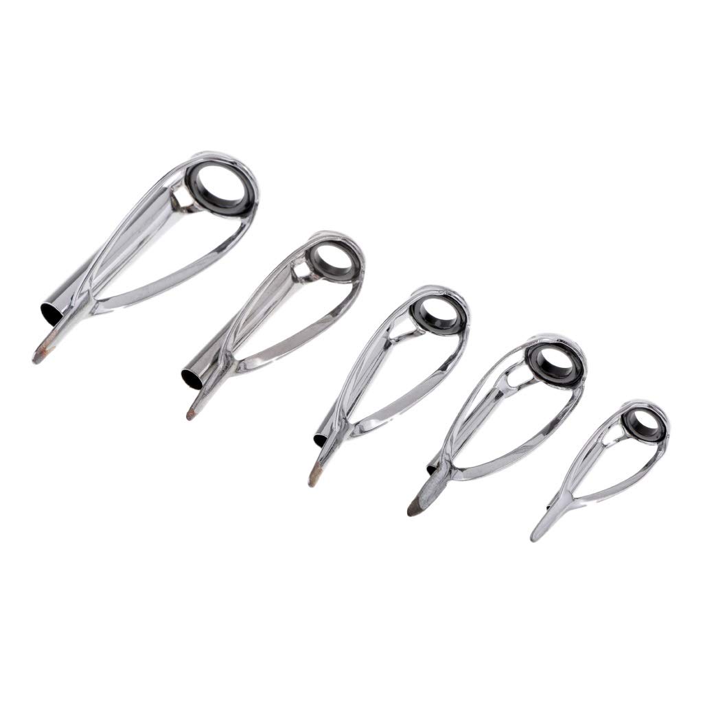AFANGMQ 5 Pieces Fishing Rod Tip Top Repair Kit SIC Eye Ring Spinning Rod Pole Guides Tip Kit 5 Mixed Sizes