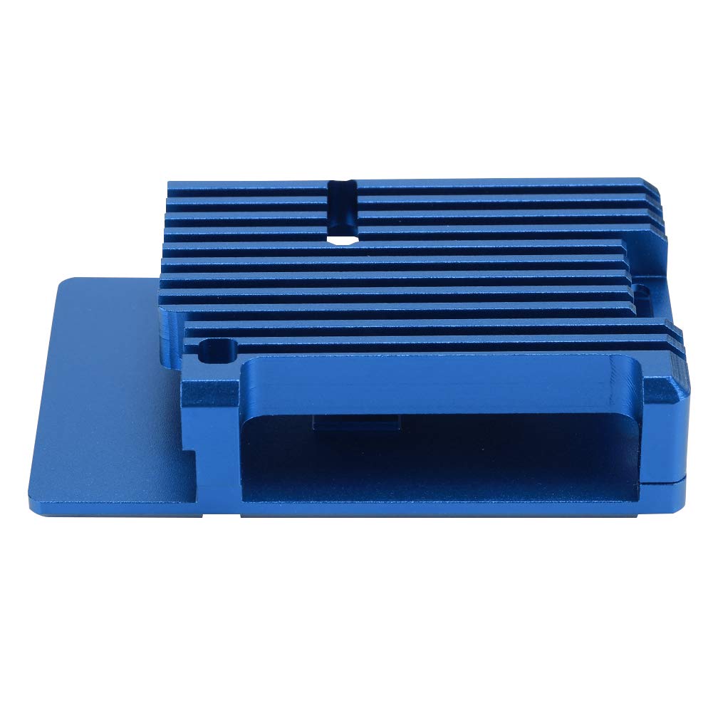 ASHATA Case for Raspberry Pi, Aluminum Alloy Housing with External Slot Built-in Hot Column Enclosure Technology Design Case for Raspberry Pi 4(Blue)