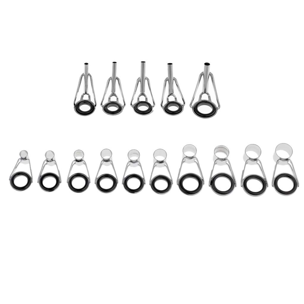 AFANGMQ 75pcs Telescopic Fishing Rod Guide Tip Repair Kit 4mm-8.5mm Rod Eye Rings Guides DIY Tackle