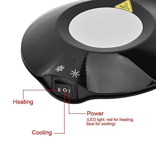 ASHATA Coffee Mug Warmer Iced, Temperature Control Smart Mug Pad for Coffee Tea and Milk, Smart Beverage Cup Mat Warmer Cooler for Travel Office Home, Red Light for Heating, Blue Light for Cooling