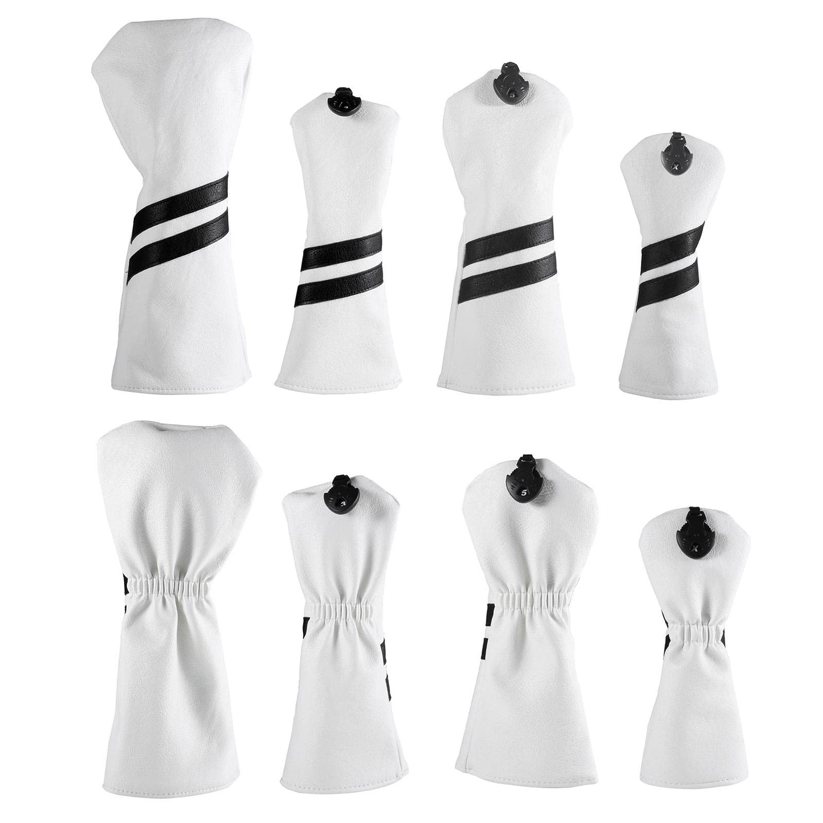 AMLESO Set of Golf Headcovers Golf Headcovers Waterproof Covers with Tags Driver Woods Headcovers Golf Wood Covers Accs, Black