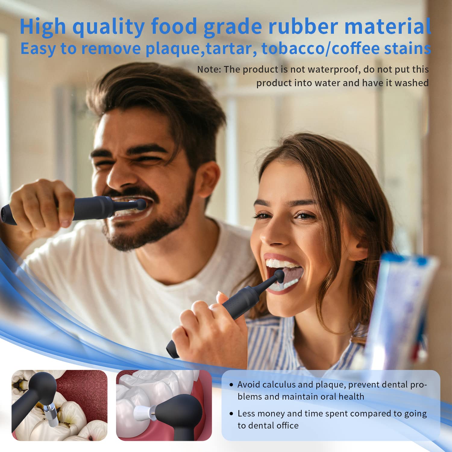 Blienao Electric Tooth Polisher, with 5 Replacement Heads,3 Modes Dental Care Teeth Cleaner Home Dental Tartar Calculus Remover Teeth Whitening Tools Safe