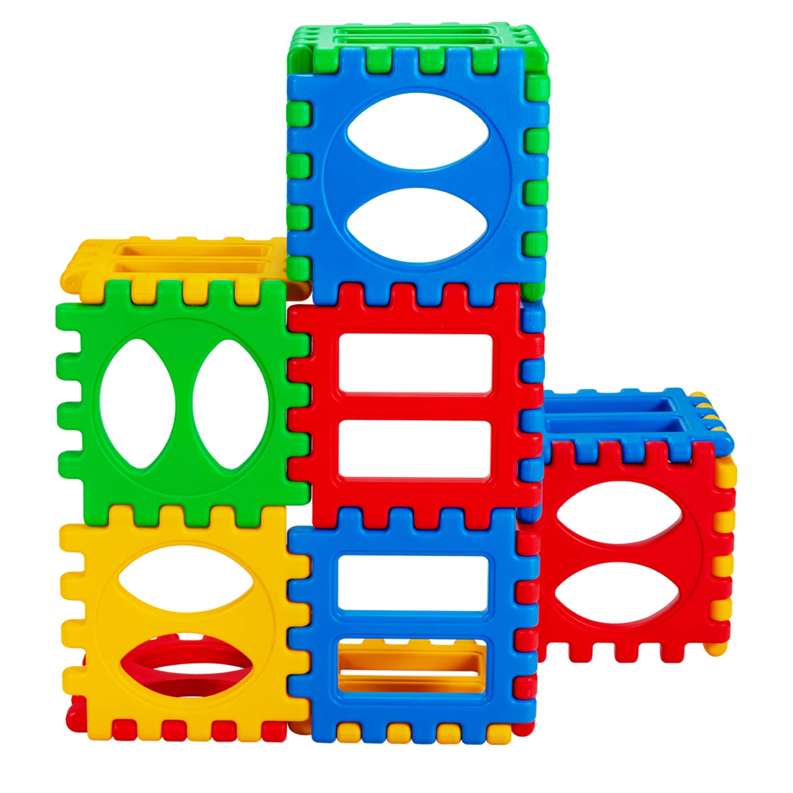 Costzon 32 Pieces Jumbo Building Blocks for Kids, Big Waffle Block Set, Preschool Educational Creativity Sensory Toy, Interconnecting Stacking Building Toy Set for Boys & Girls