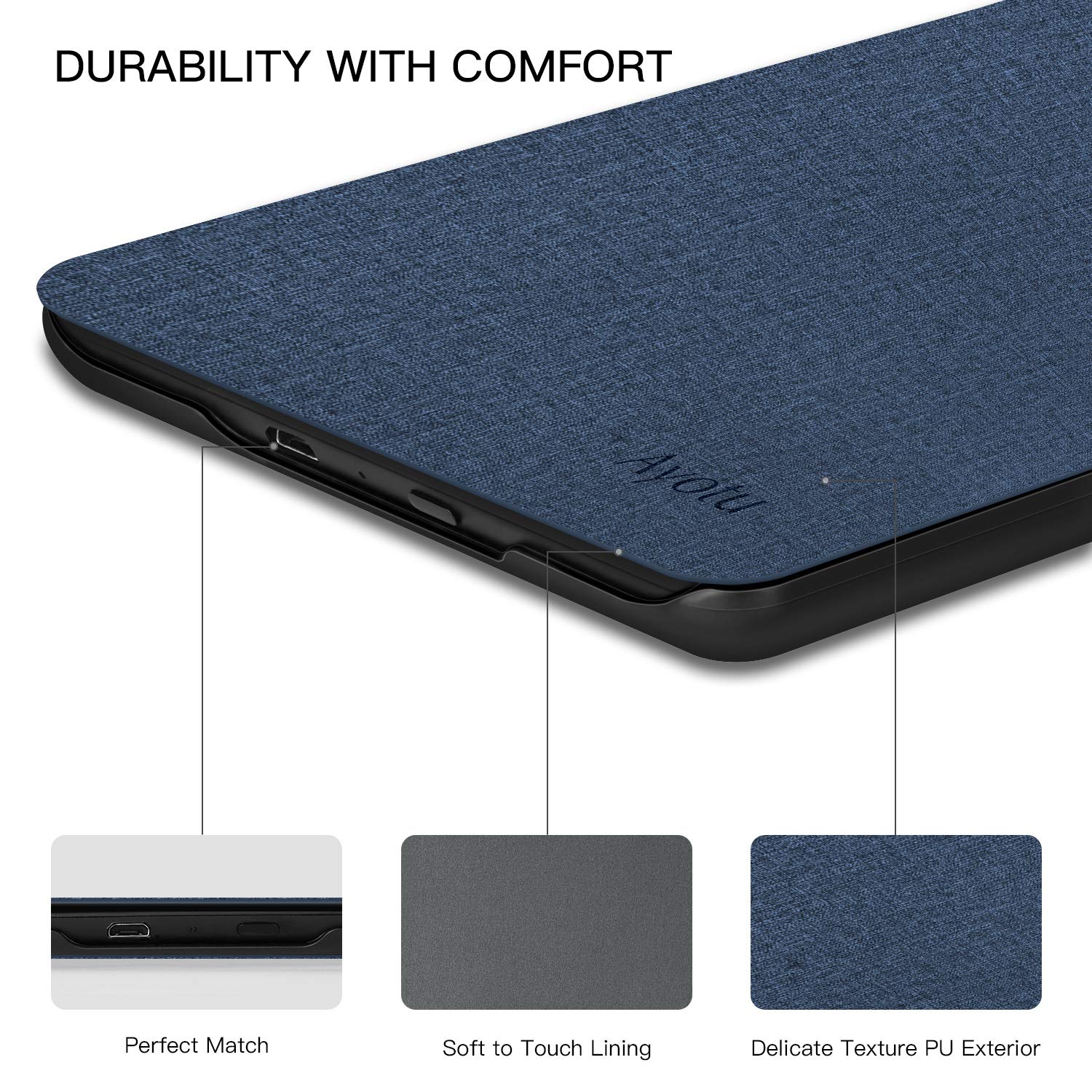 Ayotu Case for Kindle 10th Gen 2019 Released - Durable Cover with Auto Wake/Sleep fits Amazon Kindle 2019 (Will not fit Kindle Paperwhite or Kindle Oasis or Kindle 2022) Black