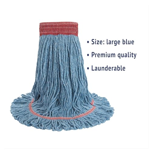 Boardwalk BWK503BLEA 5 in. Super Loop Cotton/Synthetic Fiber Wet Mop Head - Large, Blue