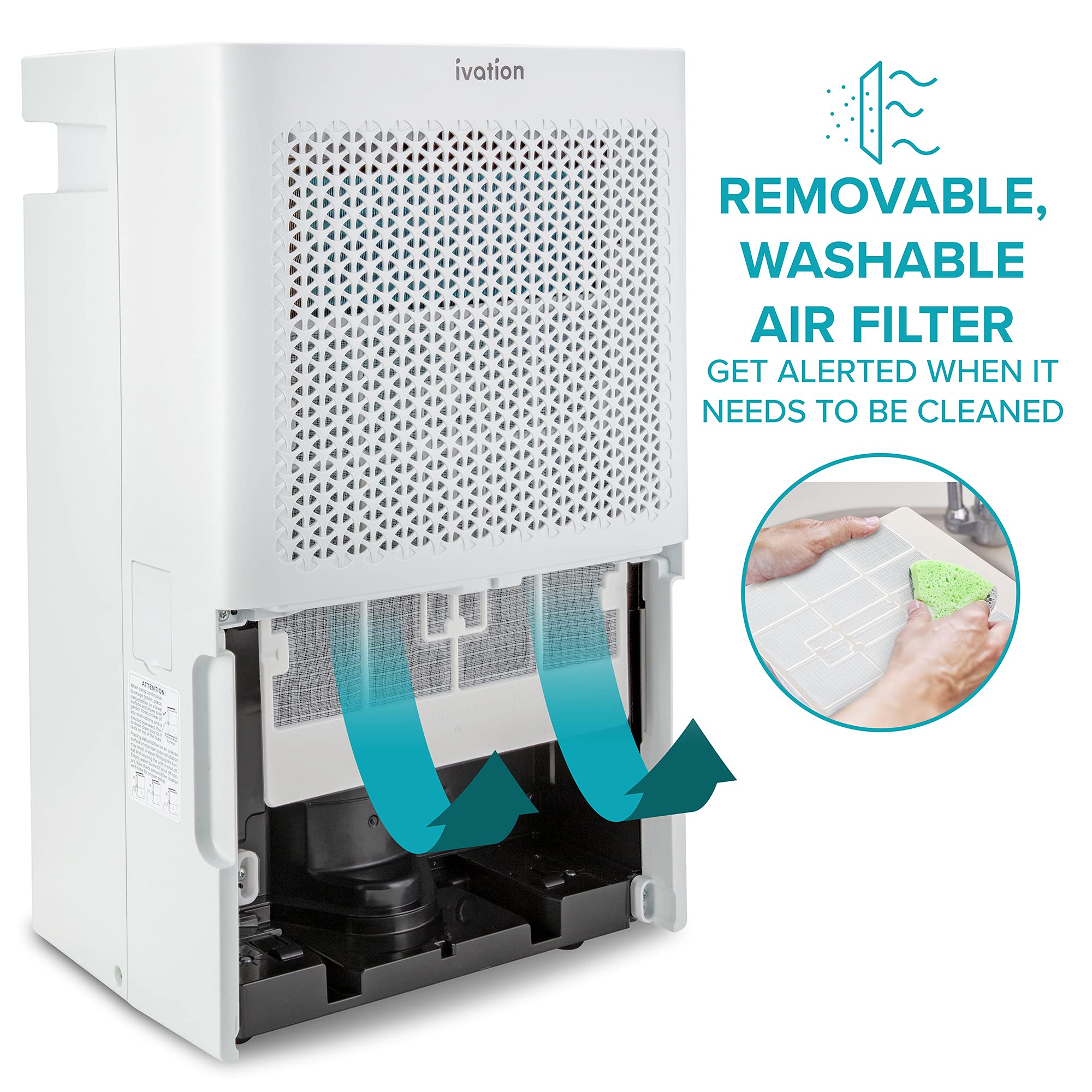 Ivation 4,500 Sq. Ft Energy Star Dehumidifier, Large Capacity Compressor De-humidifier for Extra Big Rooms and Basements w/Continuous Drain Hose Connector, Humidity Control, Auto Shutoff and Restart