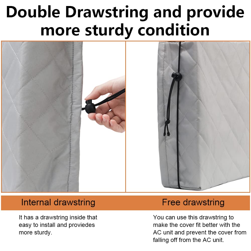HOXHA Indoor Air Conditioner Cover for Window Units,Double Insulation Anti-Rust Adjustable Inside Window AC Cover with Free Elastic Straps