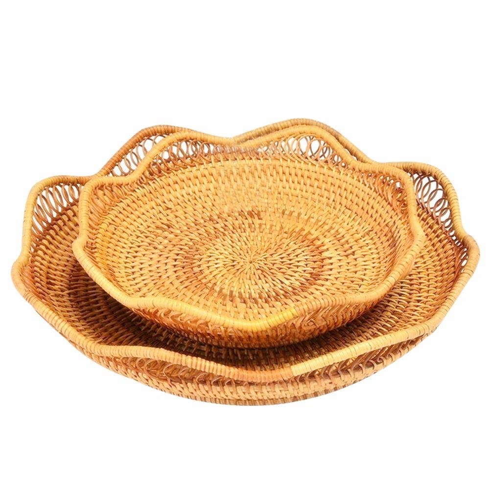 amololo Hademade Flower Shape Fruit Basket Food Caddy Snack Storage Tray Dinning Room Bowl (2-Size S+L)