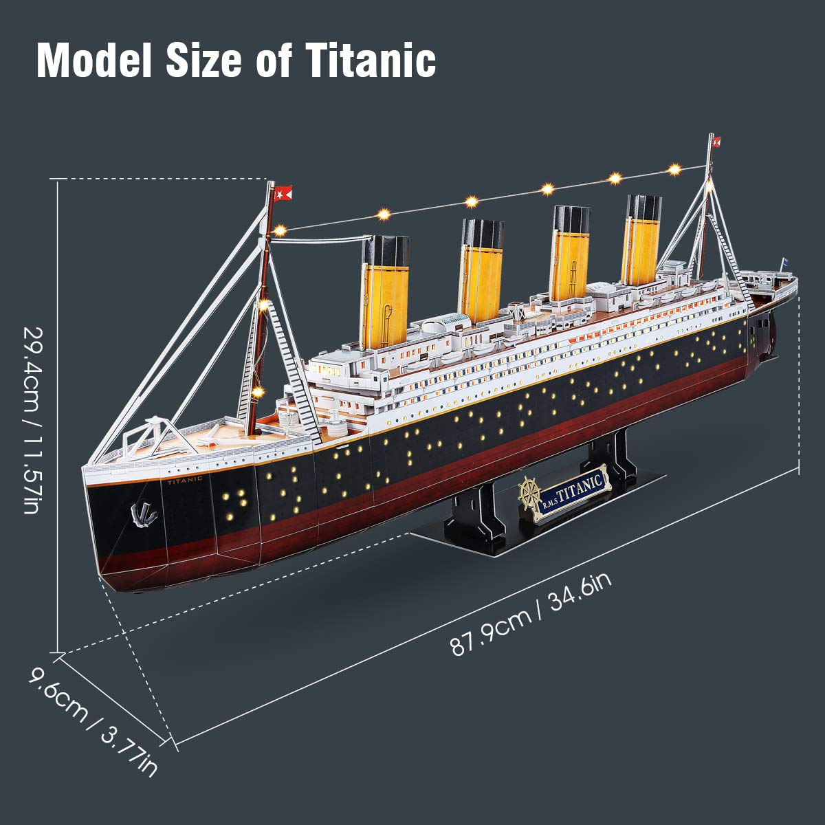 CubicFun 3D Puzzles for Adults - LED Titanic 35'' Large Ship - New Home Desk Decor - House Warming, Wedding, Anniversary, Valentines Day Teacher Gifts for Him Her Stocking Stuffers for Adults