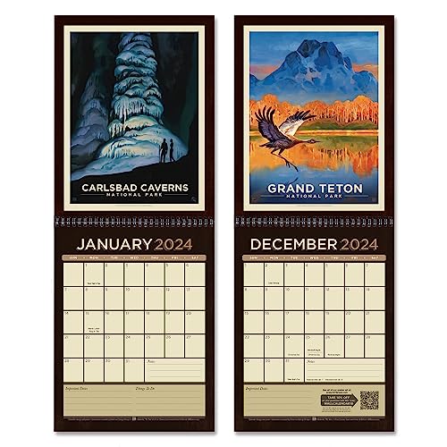 Americanflat 2024 Calendar - National Park Artworks Designed by Kai Carpenter - Large Wall Calendar with Monthly Format - Hanging Monthly Calendar Planner - 10x26 Inches When Open