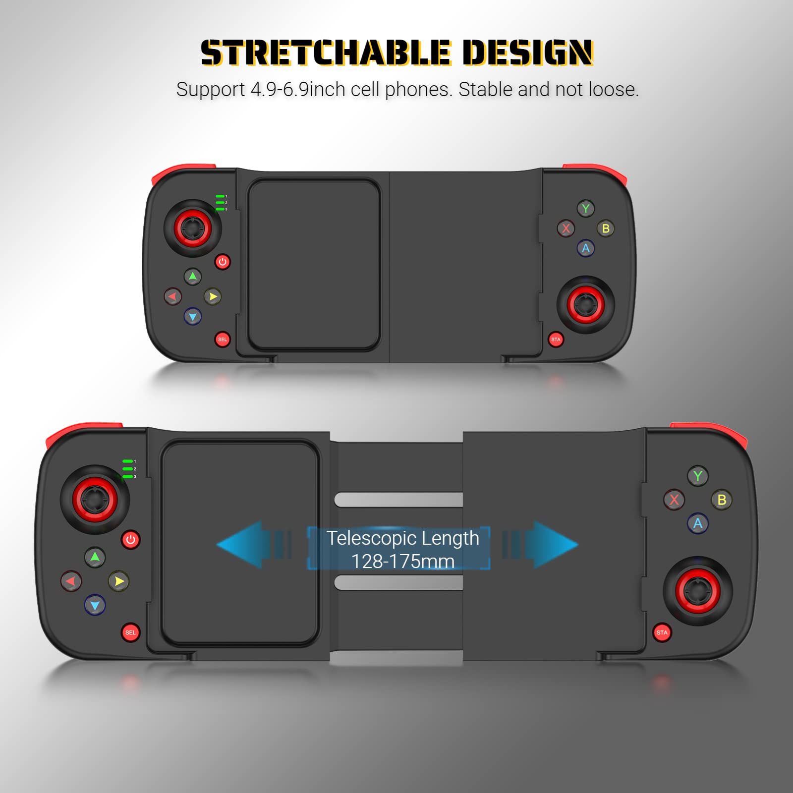 arVin Wireless Gaming Controller for iPhone/iPad/iOS/Android/Samsung/PC Gamepad Joystick with Back Button, Analog Triggers, Stretchable, Bluetooth 5.0 Low Latency, Direct Play for CODM,Diablo Immortal