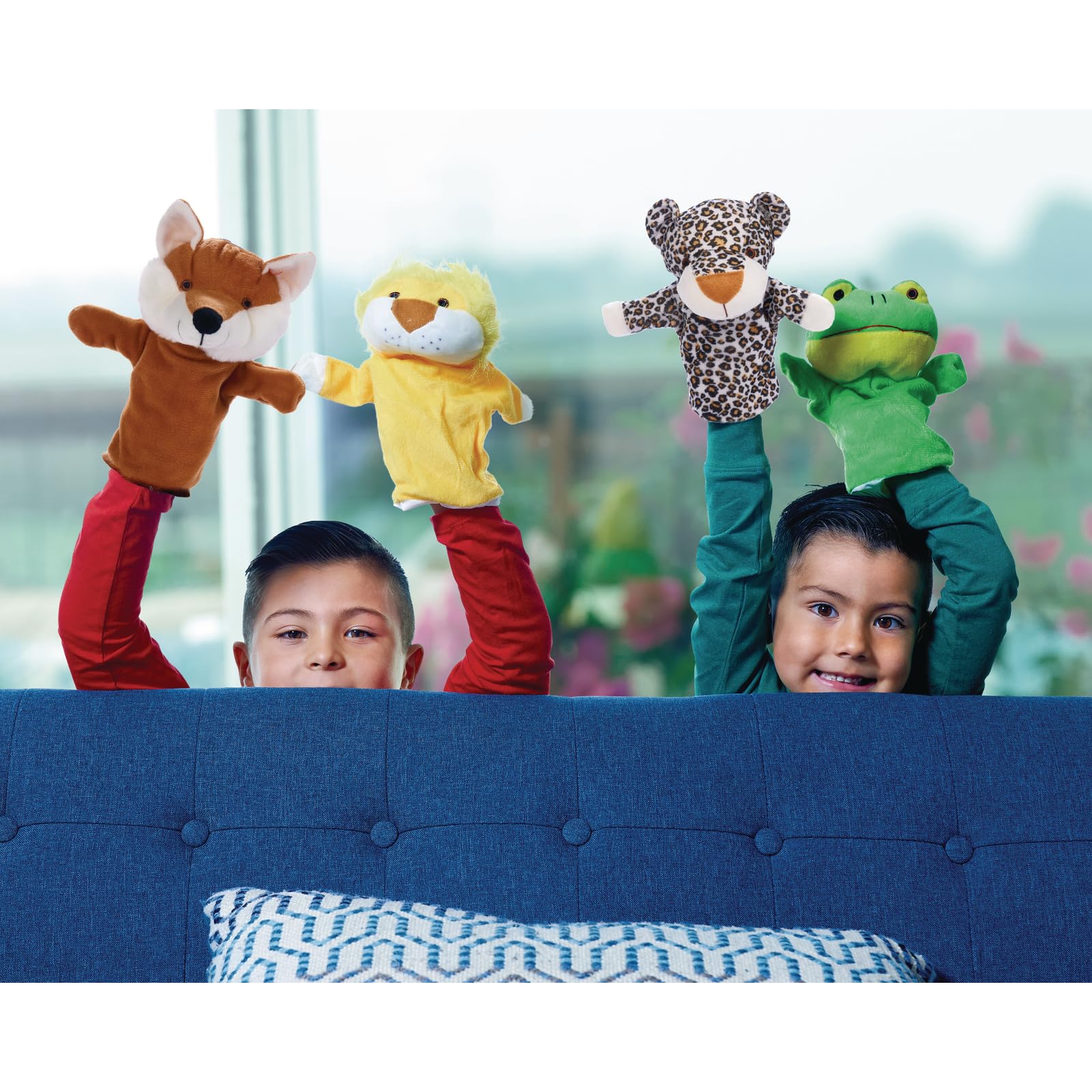Excellerations Plush Imaginative Play Animal Hand Puppets, Set of 12, Educational Toy, Preschool Classroom, Home School