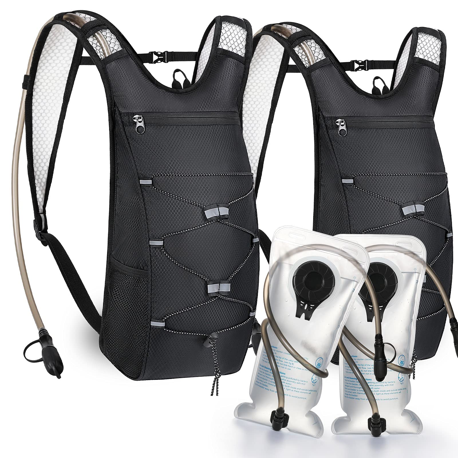 ArgoHome 2Pack Hydration Backpack with 2l Water Bladders Small Hiking Backpack for Women Men Kids Waterproof Lightweight Water Bag for Hiking Running Cycling Climbing Camping Mountain Bike