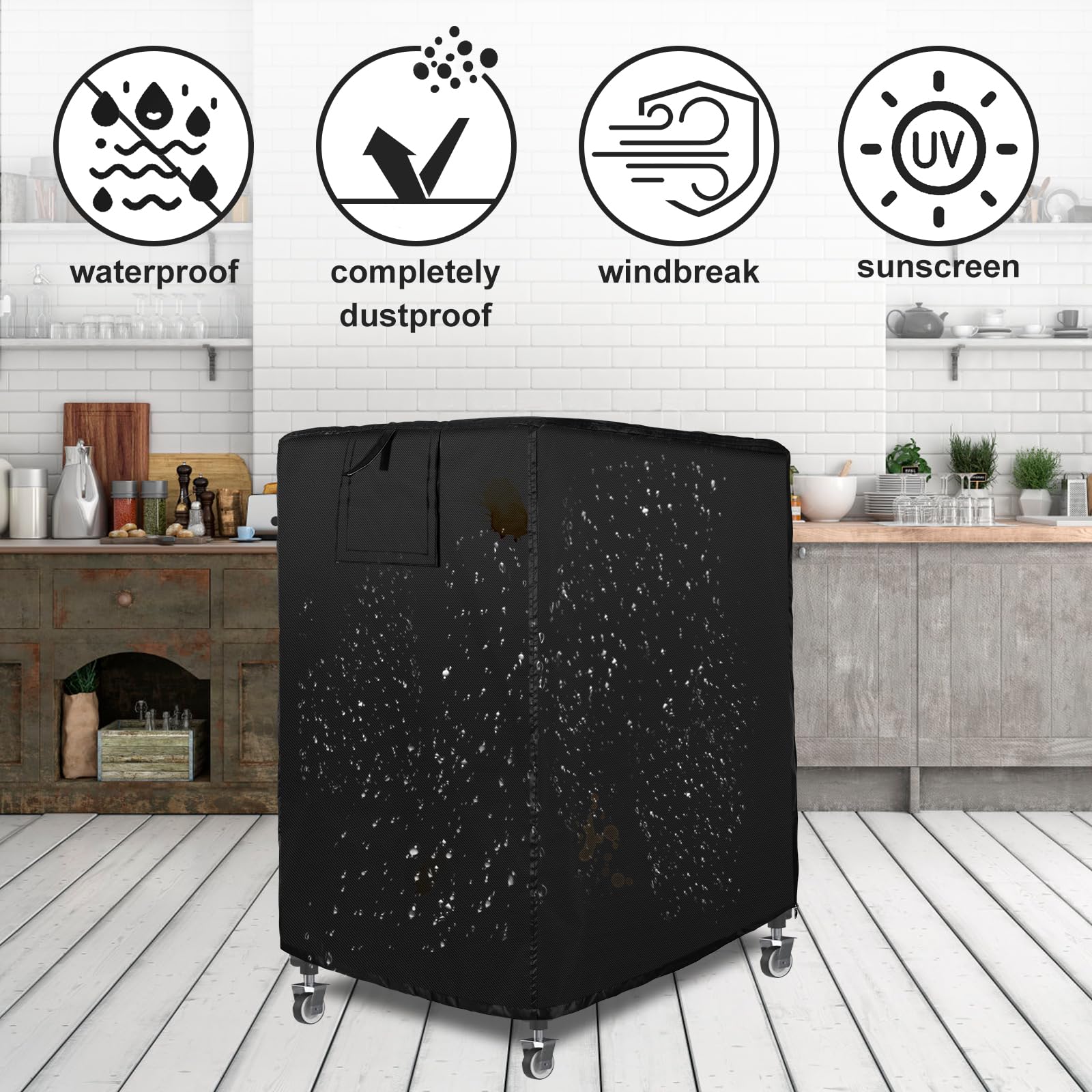 Bread Rack Cover with Zipper, 10tier Sheet Pan Rack/Bun Pan Rack Cover with Vents ,23"X28"X32" Bakery Single Rack Covers Waterproof and Dustproof,Black