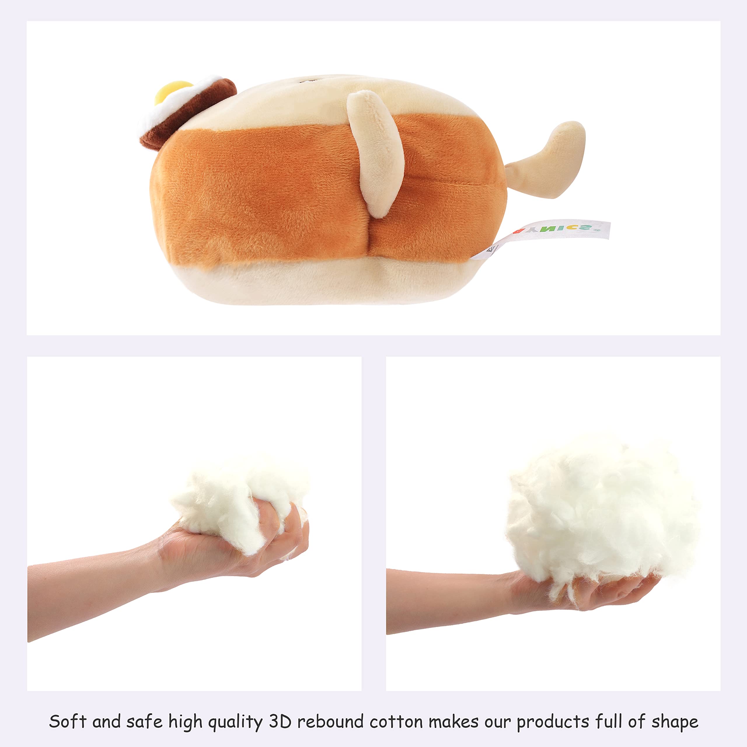 PLAYNICS Toast Bread Stuffed Plush Pillow,Big Hugging Chubby Plushie Toys,Soft Sofa Cushion for Kids Adults Gift Room Decor (Dark Brown, 9.8 inches)
