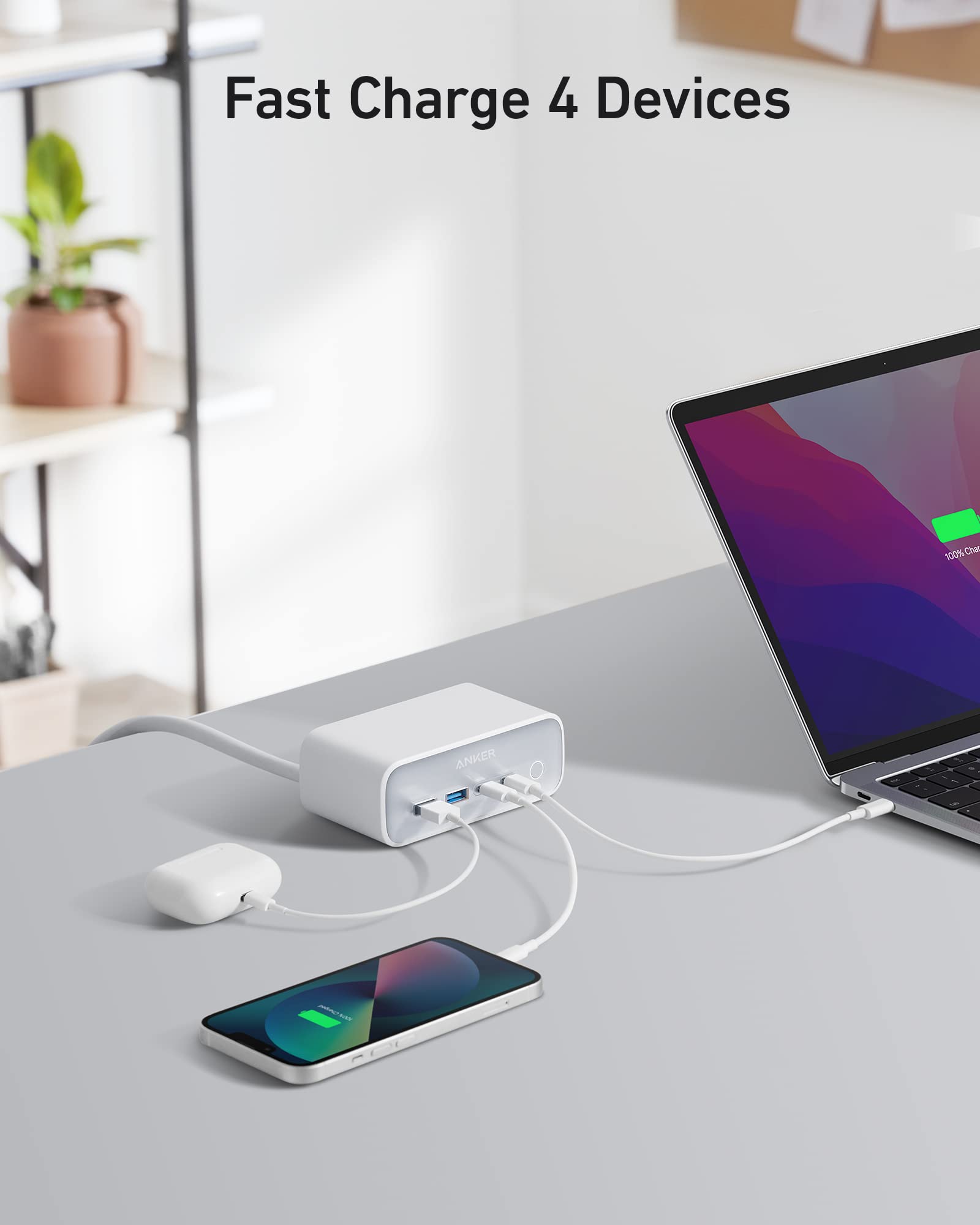 Anker USB-C to Lightning Cable, 541 Cable 6ft 525 Charging Station, 7-in-1 USB C Power Strip for iphone12/13, Max 65W
