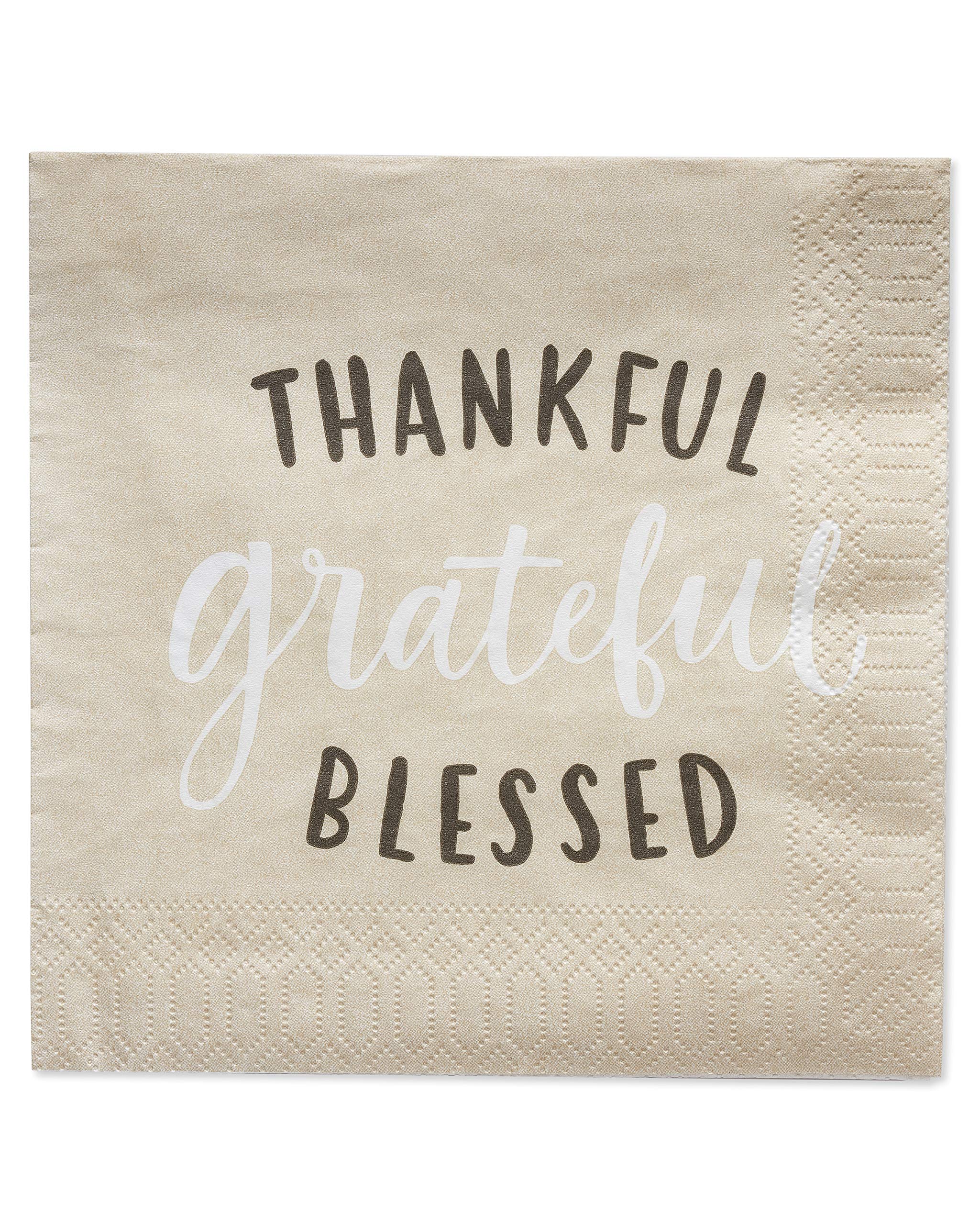 American Greetings 50-Count 6.5 in. x 6.5 in. Lunch Napkins, Grateful Thanksgiving Party Supplies