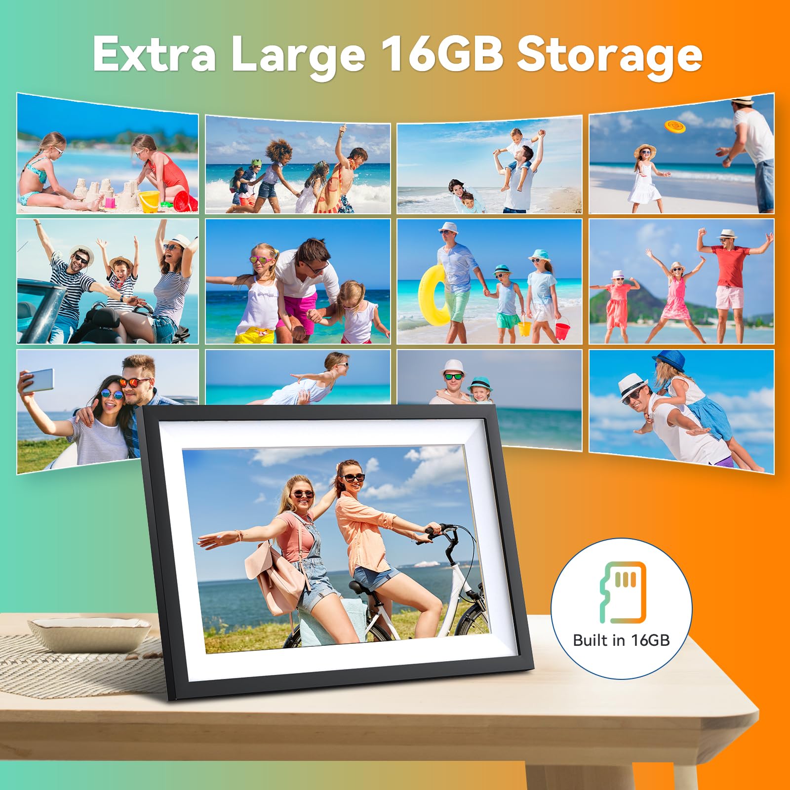 Apofial 16G Digital Picture Frame 10.1 Inch WiFi Digital Photo Frame,1280 * 800 HD IPS Touch Screen Smart Cloud Photo Frame, to Share Photos Or Videos Remotely Via APP Email