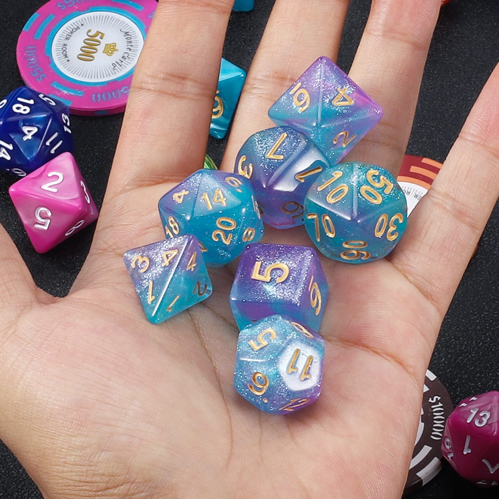 DND Polyhedral Dice for Dungeons and Dragons RPG MTG Role Playing Table Games. 7pcs