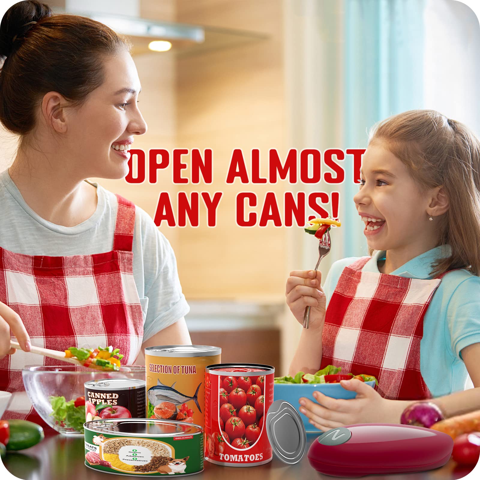 Automatic Electric Can Opener, Open Cans in One Click, Smooth Edge Handheld Can Opener, Hands Free Food-Safe Battery Operated Electric Can Openers, Kitchen Gadget Gift for Chefs, Arthritis and Seniors