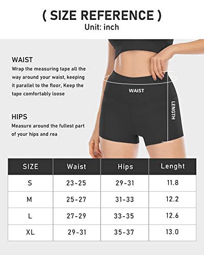 ATHVOTAR Spandex Biker Yoga Shorts Women, 3'' / 5'' / 10'' High Waisted Booty Workout Shorts(3" White,L)