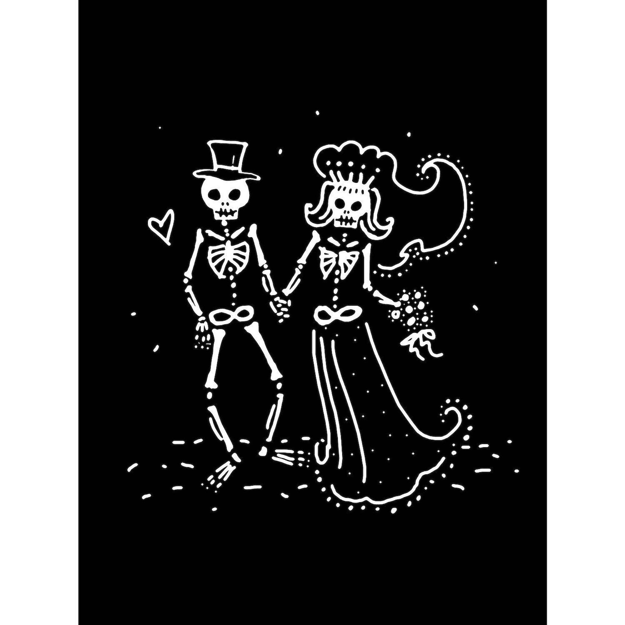 CafePress Skeleton Bride And Groom Folded Greeting Card Glossy