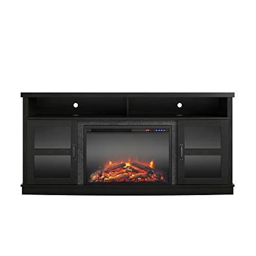 Ameriwood Home Ayden Park Fireplace TV Stand for TVs up to 65", Black Oak